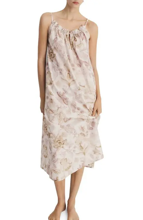 Mango Floral Cotton Nightgown - Light/ Pastel Grey