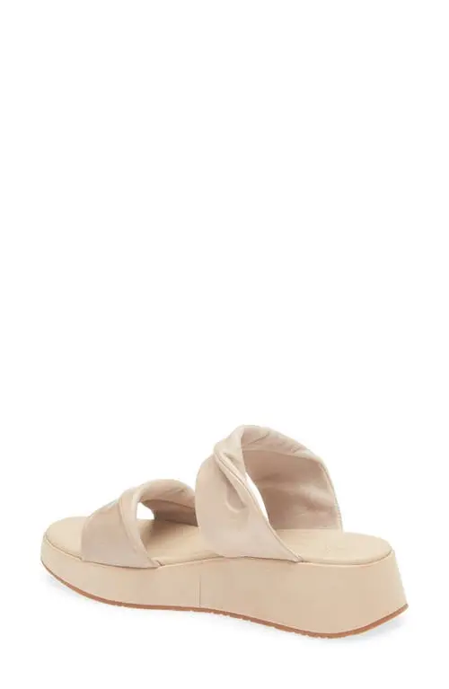 CHOCOLAT BLU Essa Platform Wedge Slide Sandal - White Sand Leather