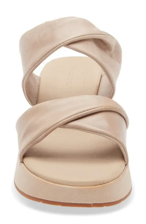 CHOCOLAT BLU Essa Platform Wedge Slide Sandal - White Sand Leather