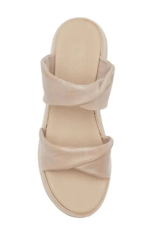 CHOCOLAT BLU Essa Platform Wedge Slide Sandal - White Sand Leather