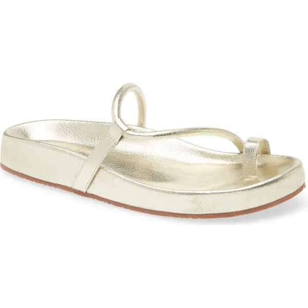 CHOCOLAT BLU Zina Leather Slide Sandal - Gold Leather