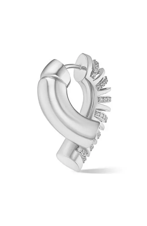 TABAYER Half Rib Diamond Hoop Earrings In 18k Gold - White Gold