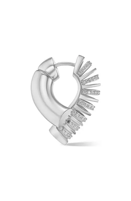 TABAYER Half Rib Diamond Hoop Earrings In 18k Gold - White Gold