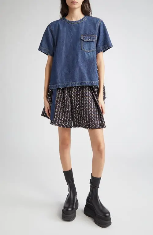 Sacai Mixed Media Top - Blue/ Navy 405