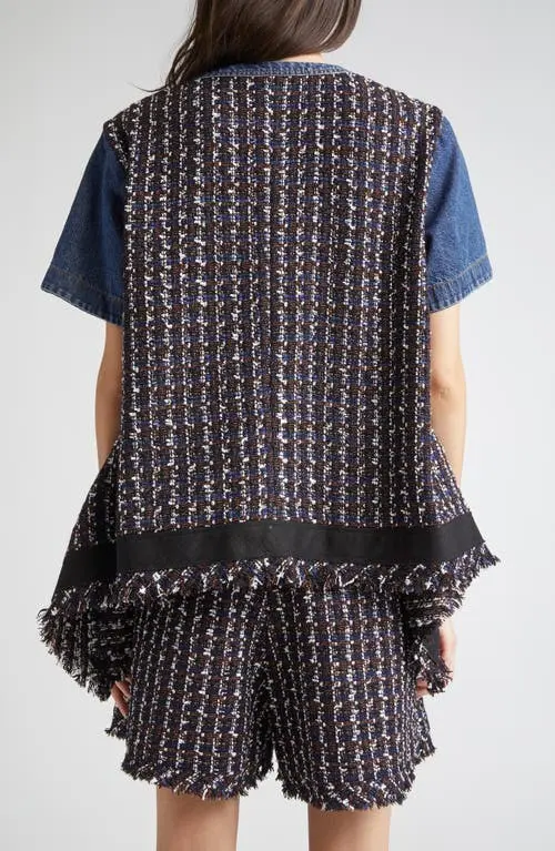 Sacai Mixed Media Top - Blue/ Navy 405