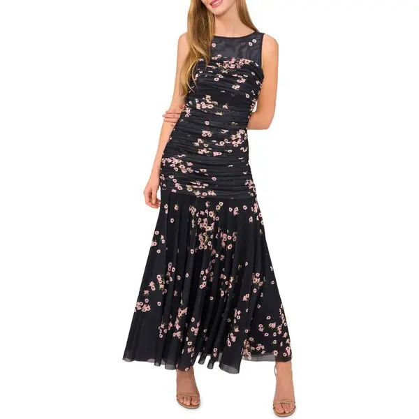 Ted Baker London Ruched Sleeveless Maxi Dress In Rich Black - 50% Off |  Editorialist