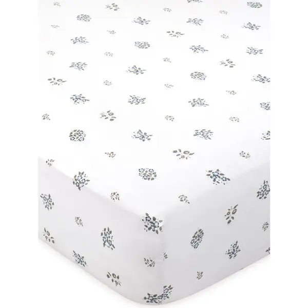 DOMANI HOME Print Bassinet Crib Sheet - Feuile Bluer