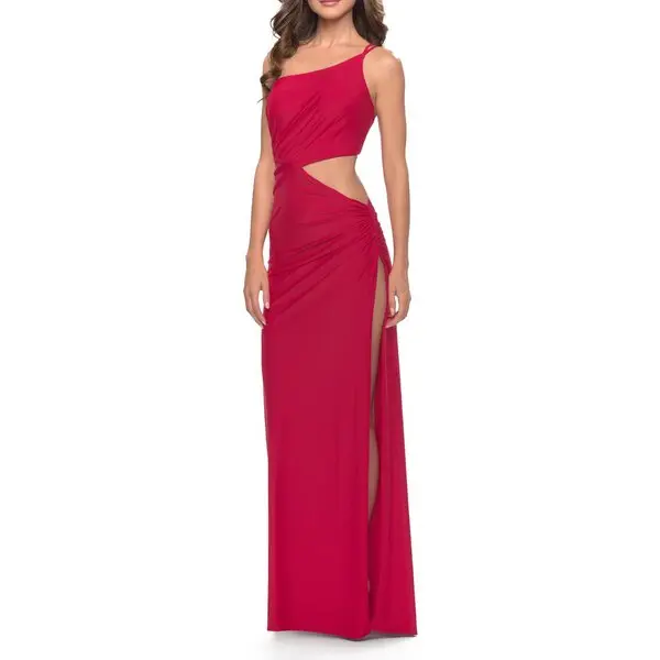 LABOMME One-shoulder Gown With Cut Out - Red