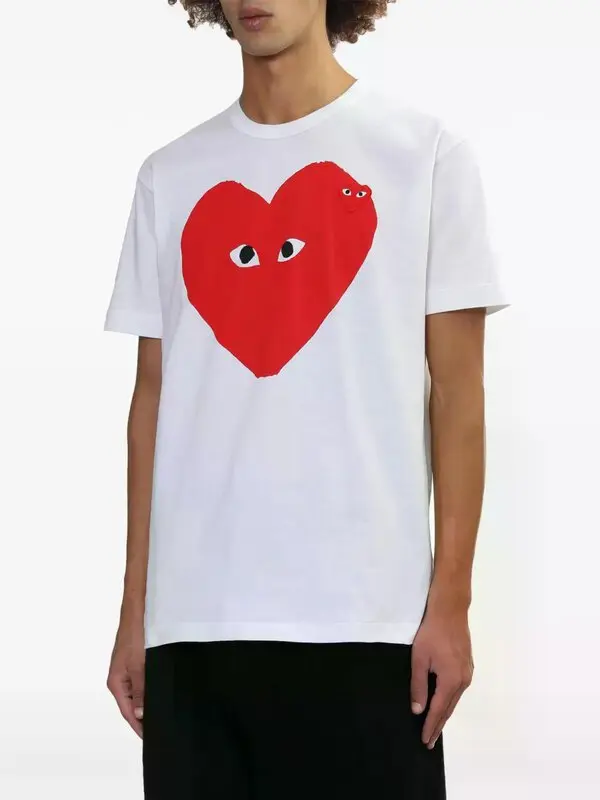 Play Comme Des Garcon Heart-print T-shirt - White