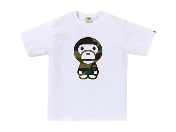 A BATHING APE Giant 1st Camo Big Baby Milo Tee Shirt - White/green