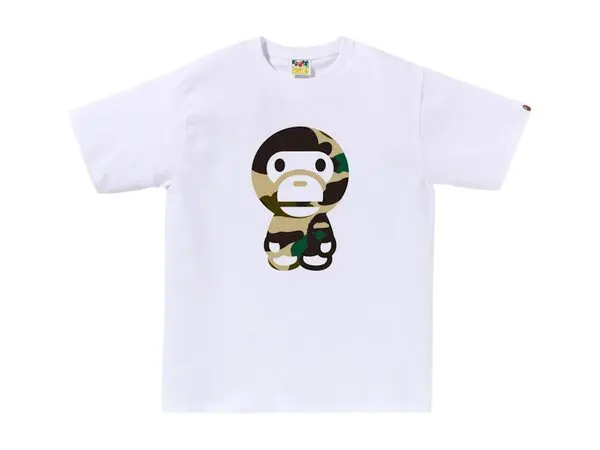 A BATHING APE Giant 1st Camo Big Baby Milo Tee Shirt - White/yellow