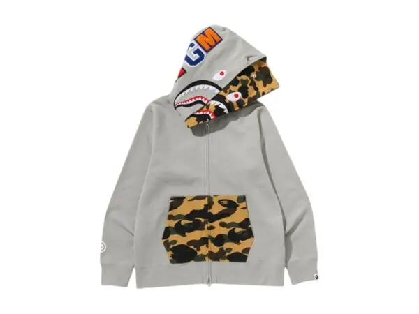 BAPE 1st Camo Shark Full Zip Double Hoodie - Green Dark