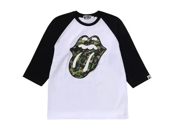 A BATHING APE X Rolling Stones 3/4 Sleeve Tee Shirt - Black