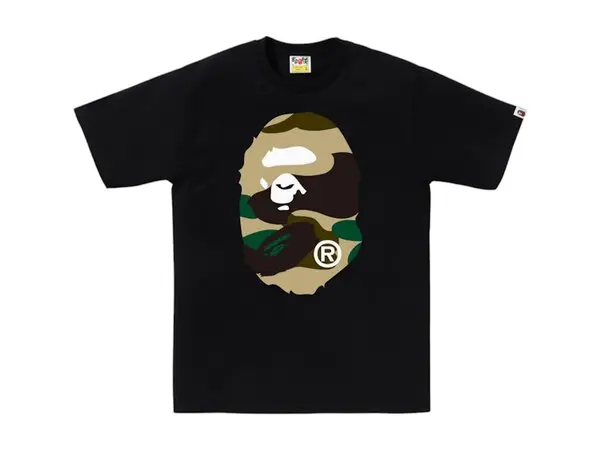 A BATHING APE Giant 1st Camo Big Ape Head Tee Shirt - Black/yellow