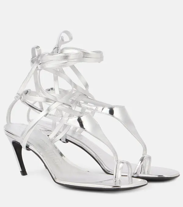 Attico Nova 65 Metallic Thong Sandals - Silver
