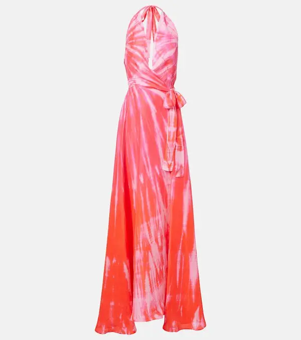 Anna Kosturova Tie-dye Halterneck Silk Wrap Dress - Pink