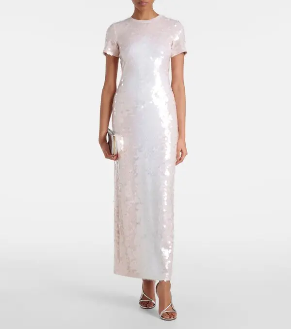 Sportmax Sequined Jersey Maxi Dress - White | Editorialist