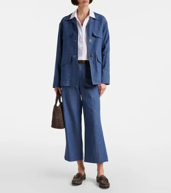 Max Mara Dante Cotton And Linen Twill Wide-leg Pants