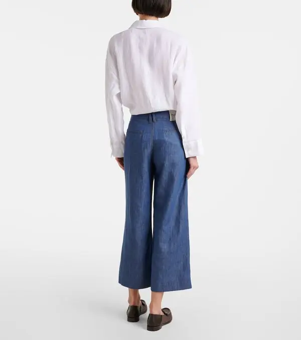 Max Mara Dante Cotton And Linen Twill Wide-leg Pants