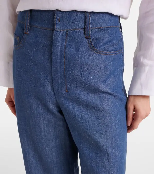 Max Mara Dante Cotton And Linen Twill Wide-leg Pants