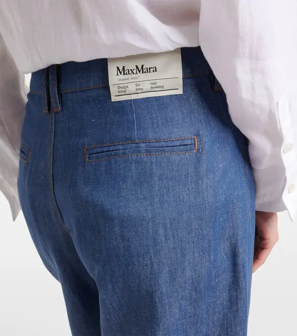 Max Mara Dante Cotton And Linen Twill Wide-leg Pants