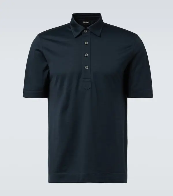 Zegna Silk And Cotton Polo Shirt - Blue