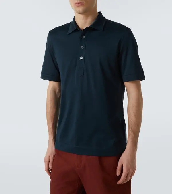 Zegna Silk And Cotton Polo Shirt - Blue