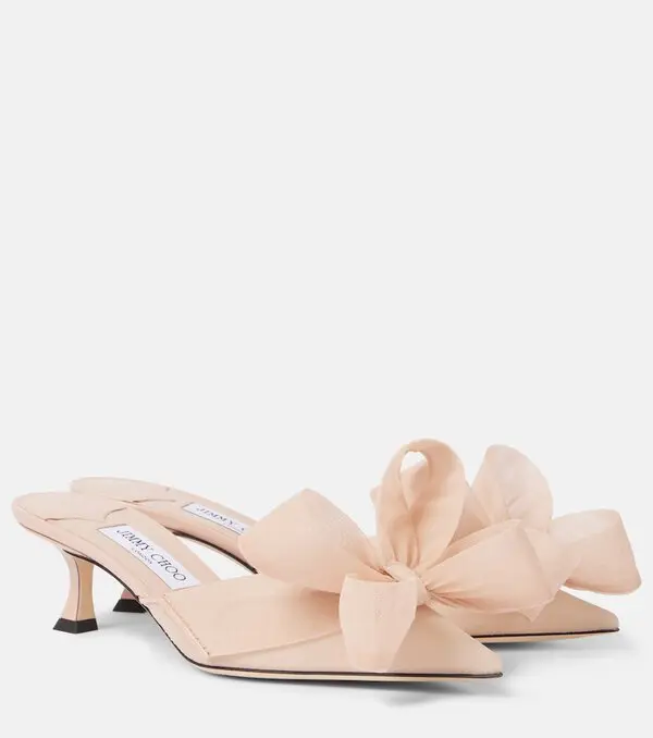 JIMMY CHOO Staz 50 Bow-detail Mesh Mules - Pink