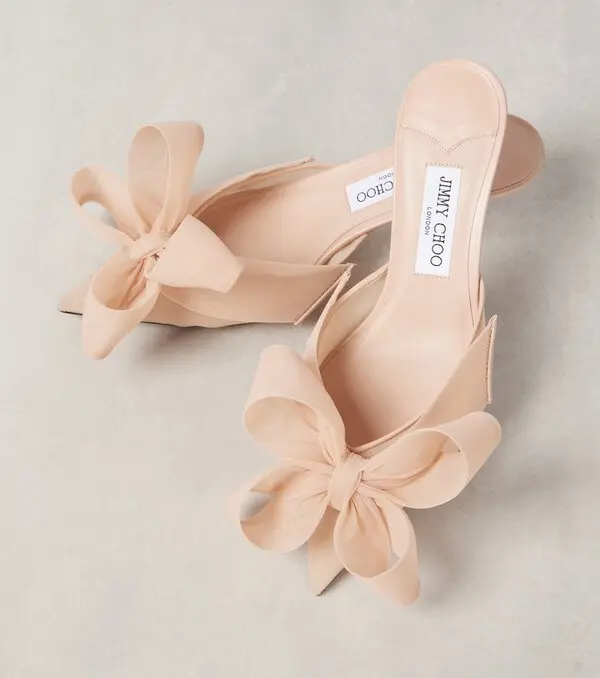 JIMMY CHOO Staz 50 Bow-detail Mesh Mules