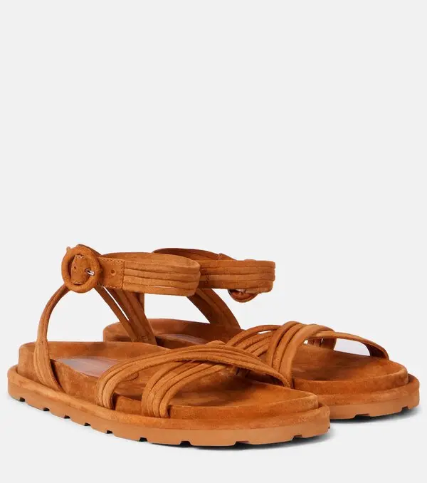 GIANVITO ROSSI Lianne Suede Sandals - Beige