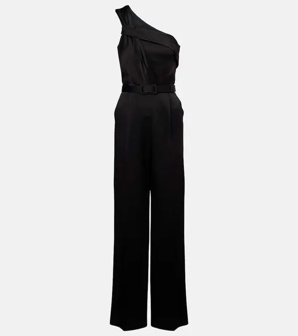 Max Mara Gioire Belted One-shoulder Jumpsuit - Black