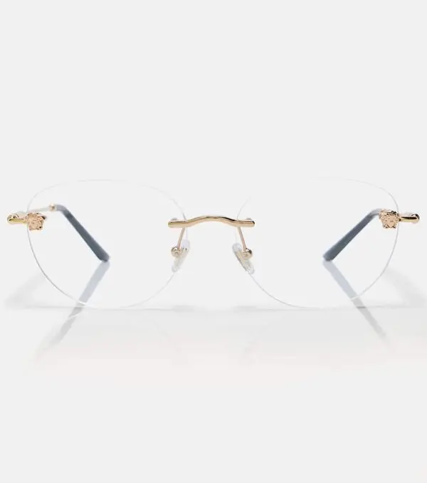 Versace Round Frame Eyeglasses - Gold