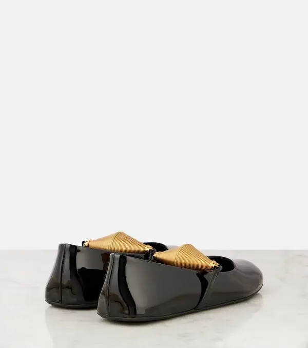 Alaïa Embellished Patent Leather Ballet Flats