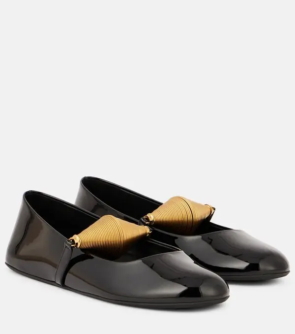 Alaïa Embellished Patent Leather Ballet Flats