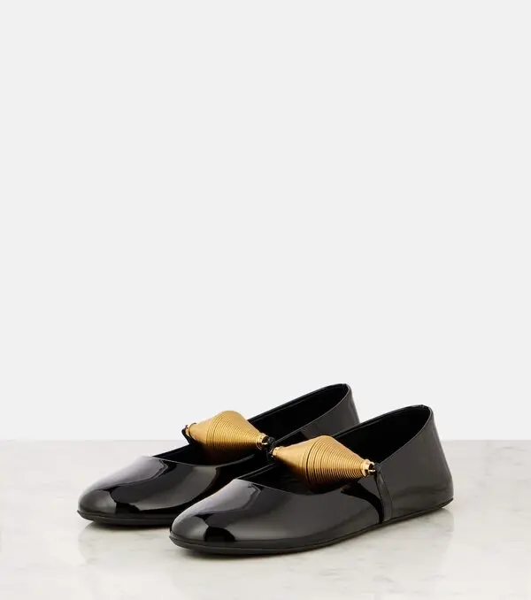 Alaïa Embellished Patent Leather Ballet Flats