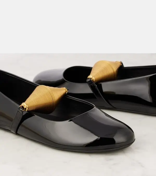 Alaïa Embellished Patent Leather Ballet Flats