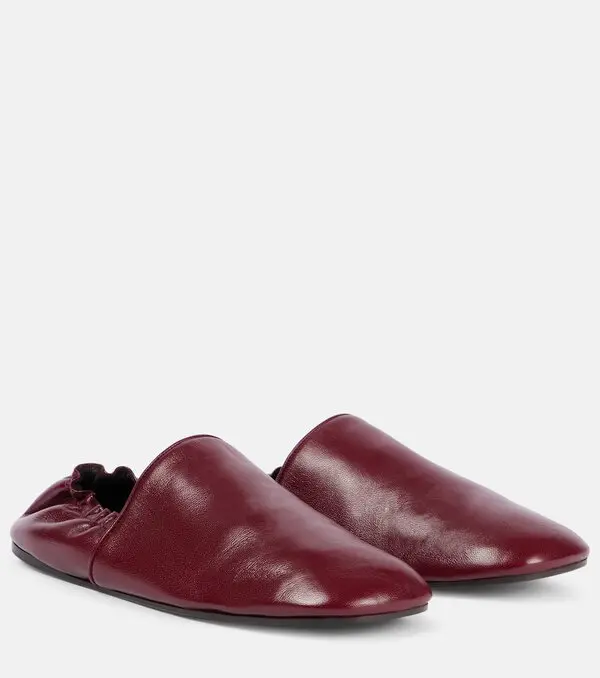 Khaite Banks Leather Slip-ons - Burgundy