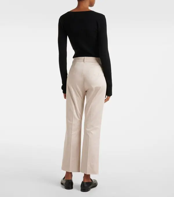 Max Mara Felice Wide-leg Cotton-blend Pants - Beige