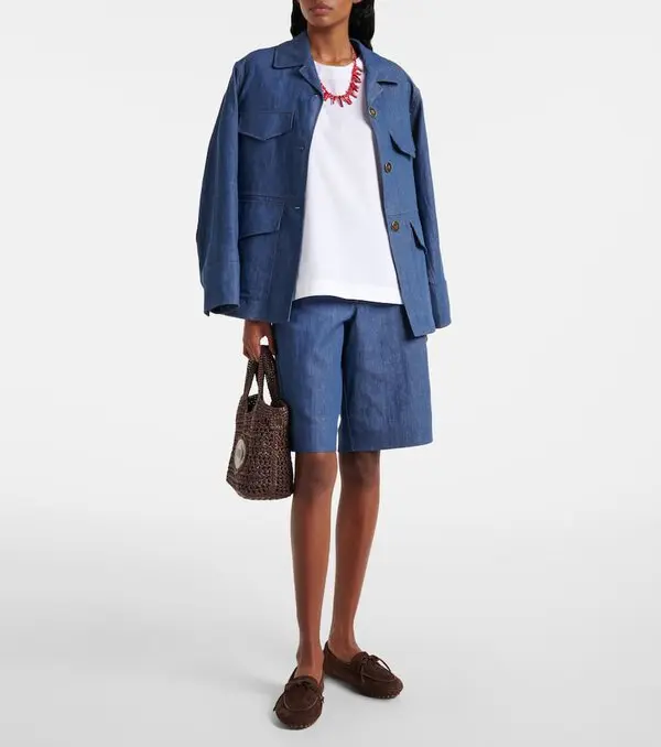 Max Mara Eric Cotton And Linen Twill Shorts