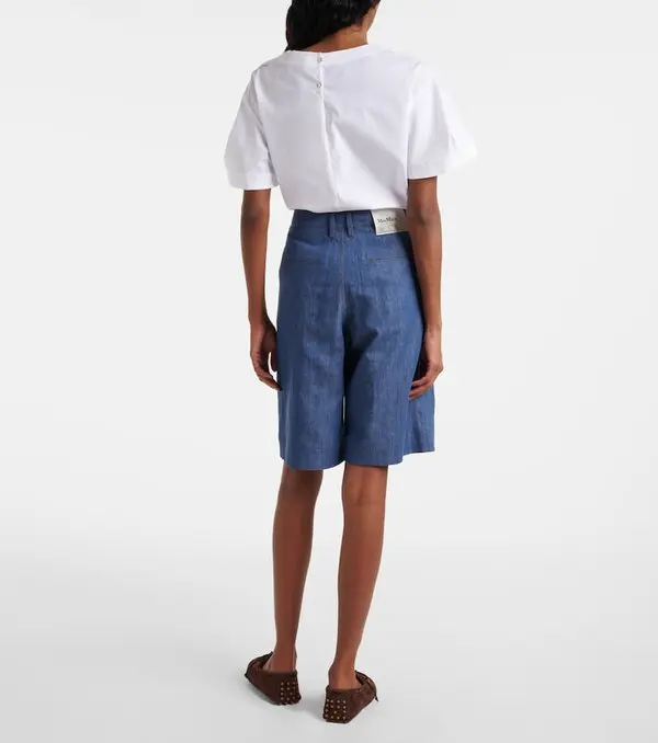 Max Mara Eric Cotton And Linen Twill Shorts