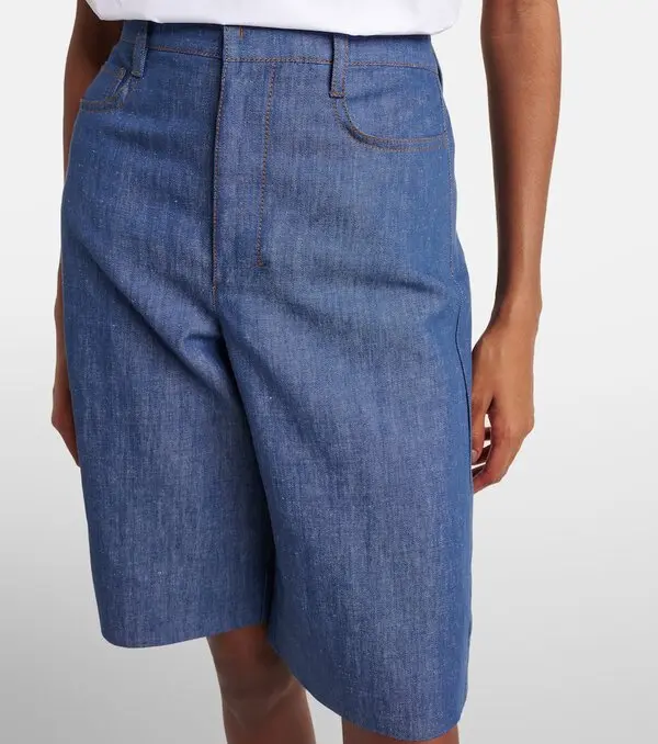 Max Mara Eric Cotton And Linen Twill Shorts
