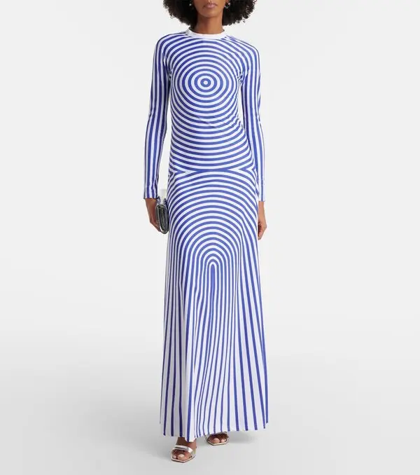 JEAN PAUL GAULTIER Printed Jersey Maxi Dress - White