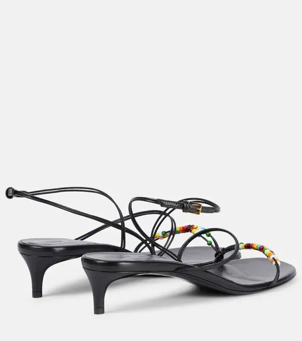 Khaite Loop 35 Beaded Leather Sandals - Black