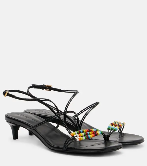 Khaite Loop 35 Beaded Leather Sandals - Black