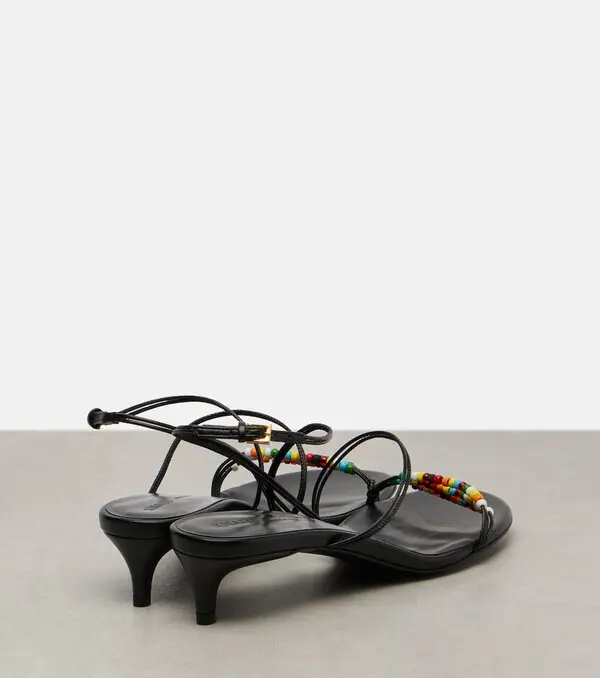 Khaite Loop 35 Beaded Leather Sandals - Black