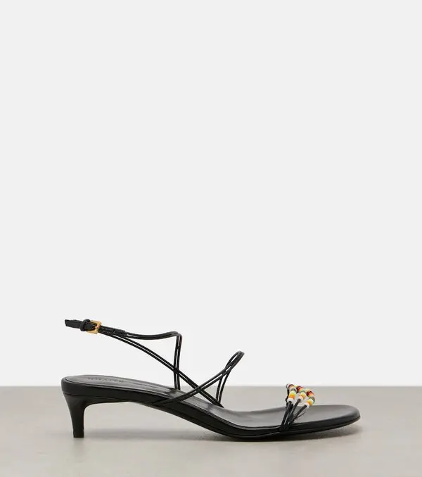 Khaite Loop 35 Beaded Leather Sandals - Black