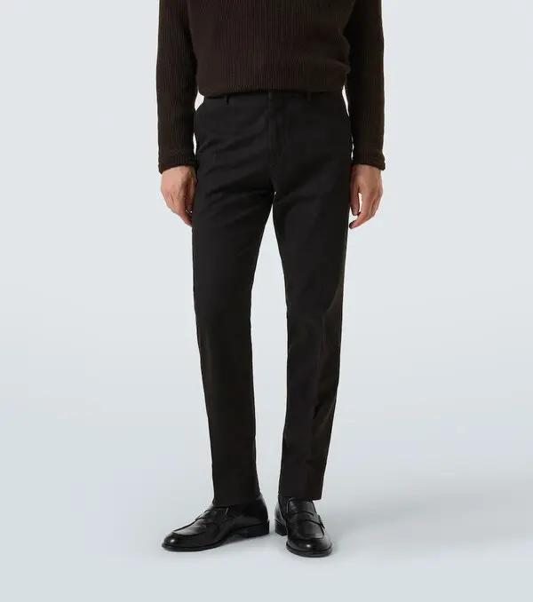 Zegna Cotton-blend Slim Pants - Black