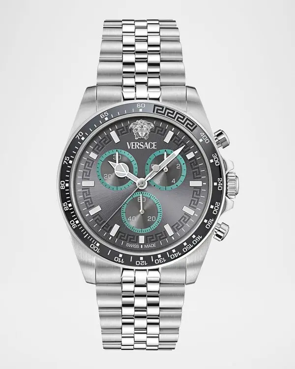 Versace Greca Chrono Wave 43mm Bracelet Watch - Stainless Steel