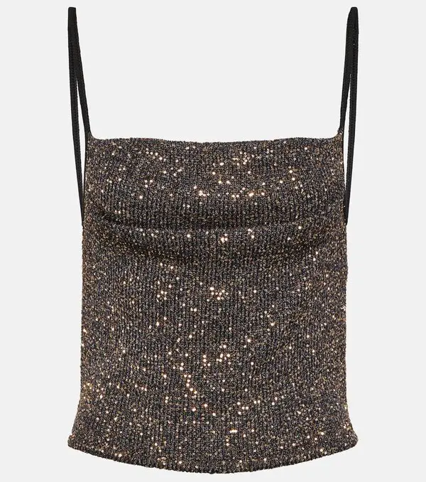 Altuzarra Diaplo Metallic Knit Crop Top - Black