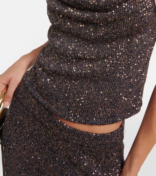 Altuzarra Diaplo Metallic Knit Crop Top - Black